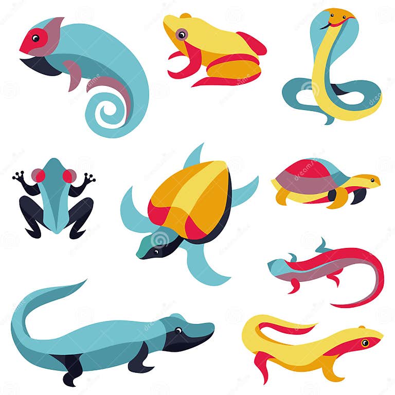 Vector Set of Logo Design Elements - Reptiles Stock Vector ...