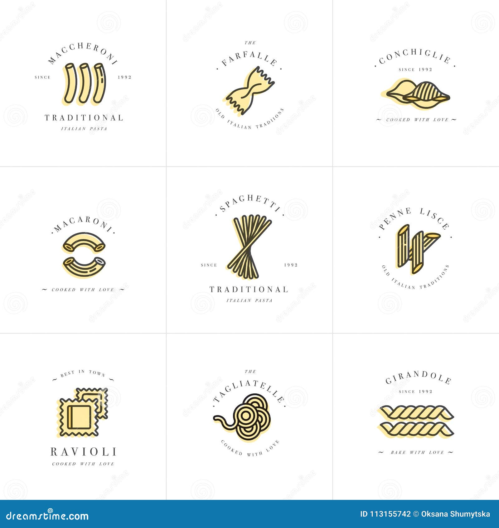 Vector Set of Logo Design Templates and Emblems or Badges. Italian ...