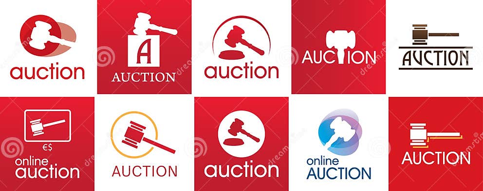 Vector Set of Logos for Bidding and Auctions Stock Illustration ...
