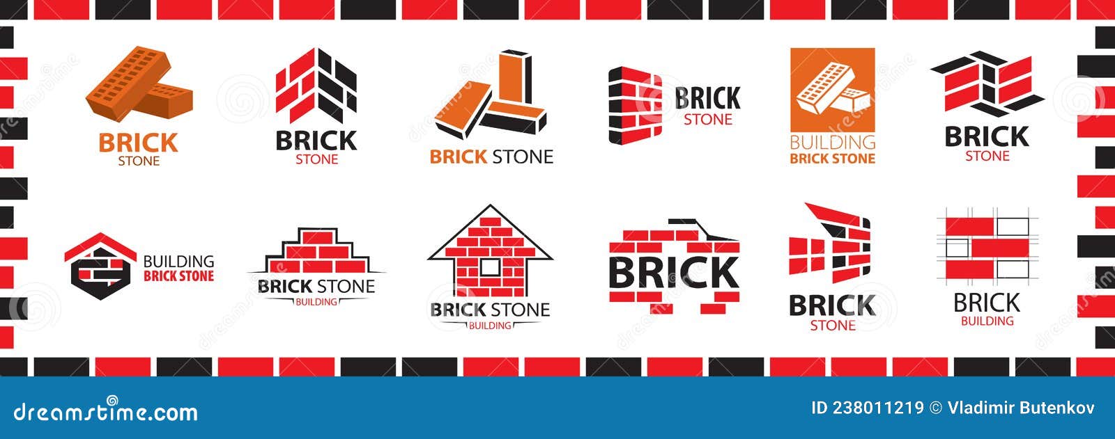 Vector Set of Logos Brick Stones, Construction Stock Vector ...