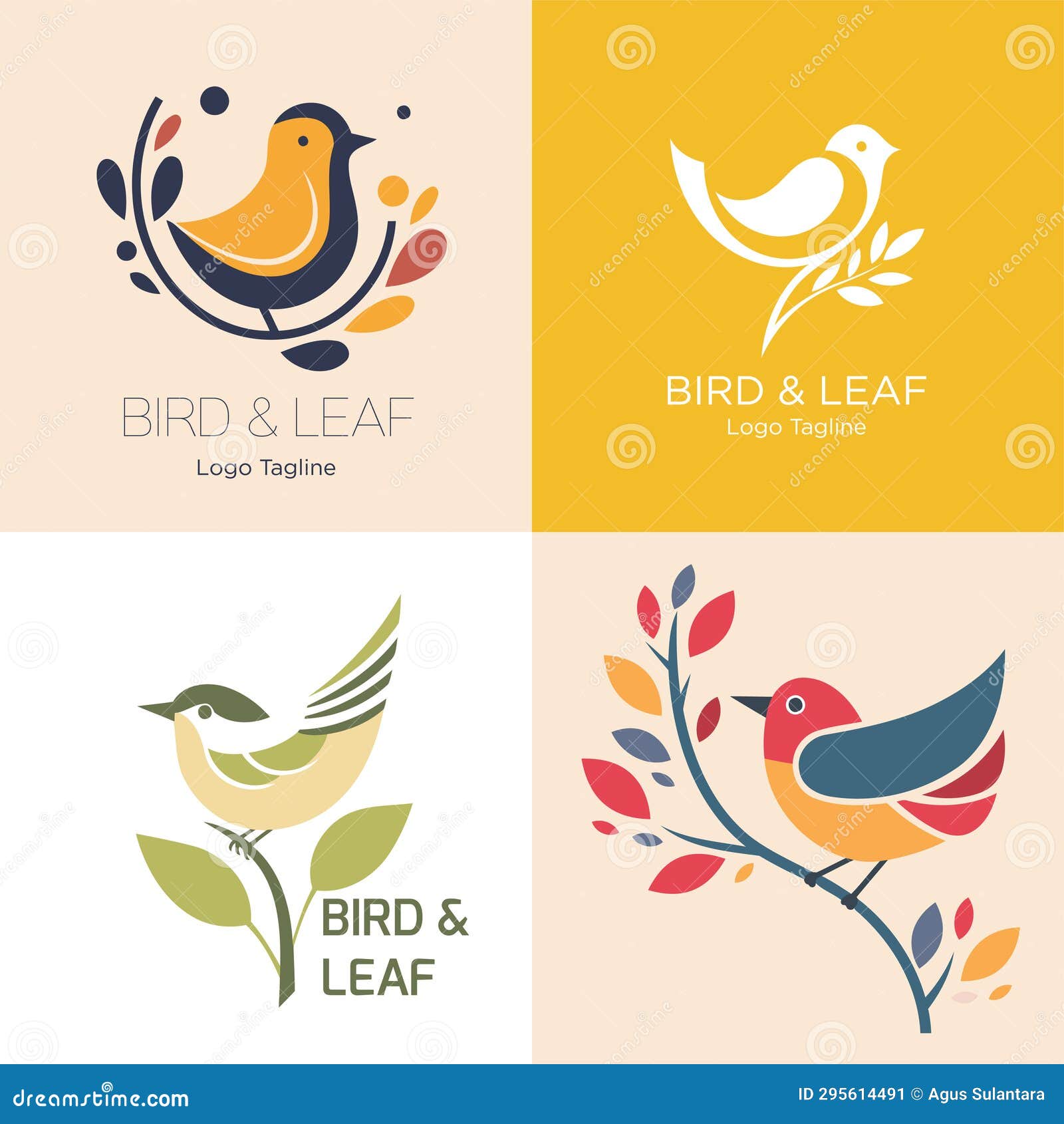 Vector Set of Logos and Emblems in the Form of Birds Stock Vector ...