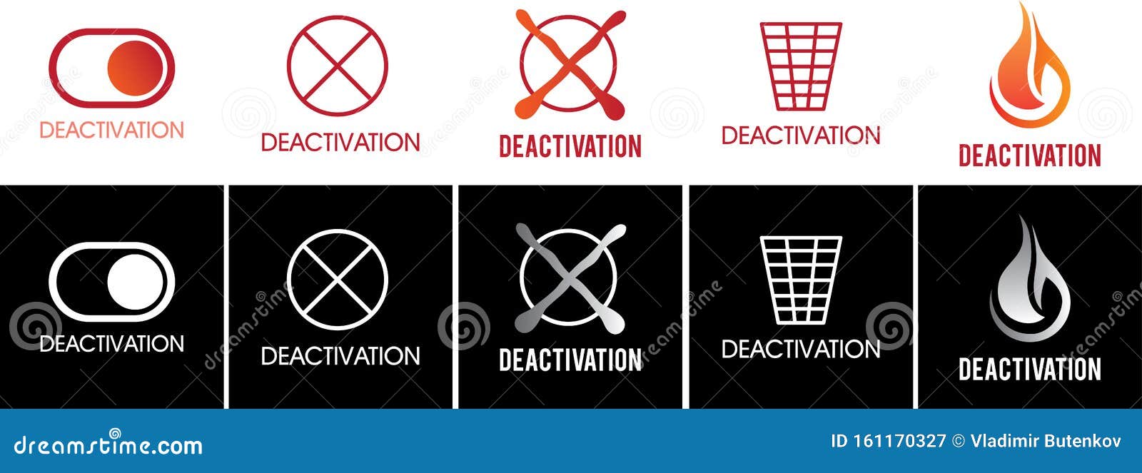 Vector Set of Logos, Sign of Deactivation Stock Illustration ...