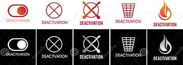 Vector Set of Logos, Sign of Deactivation Stock Illustration ...