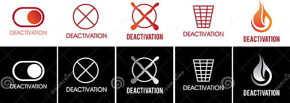 Vector Set of Logos, Sign of Deactivation Stock Illustration ...