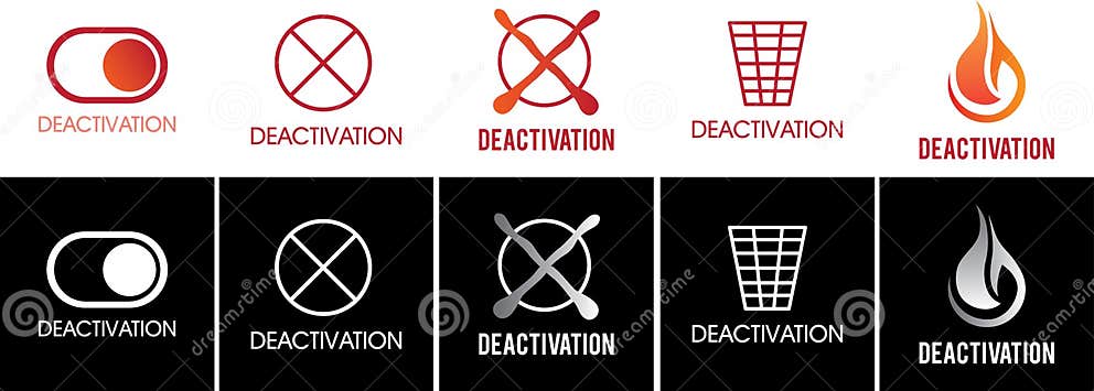 Vector Set of Logos, Sign of Deactivation Stock Illustration ...