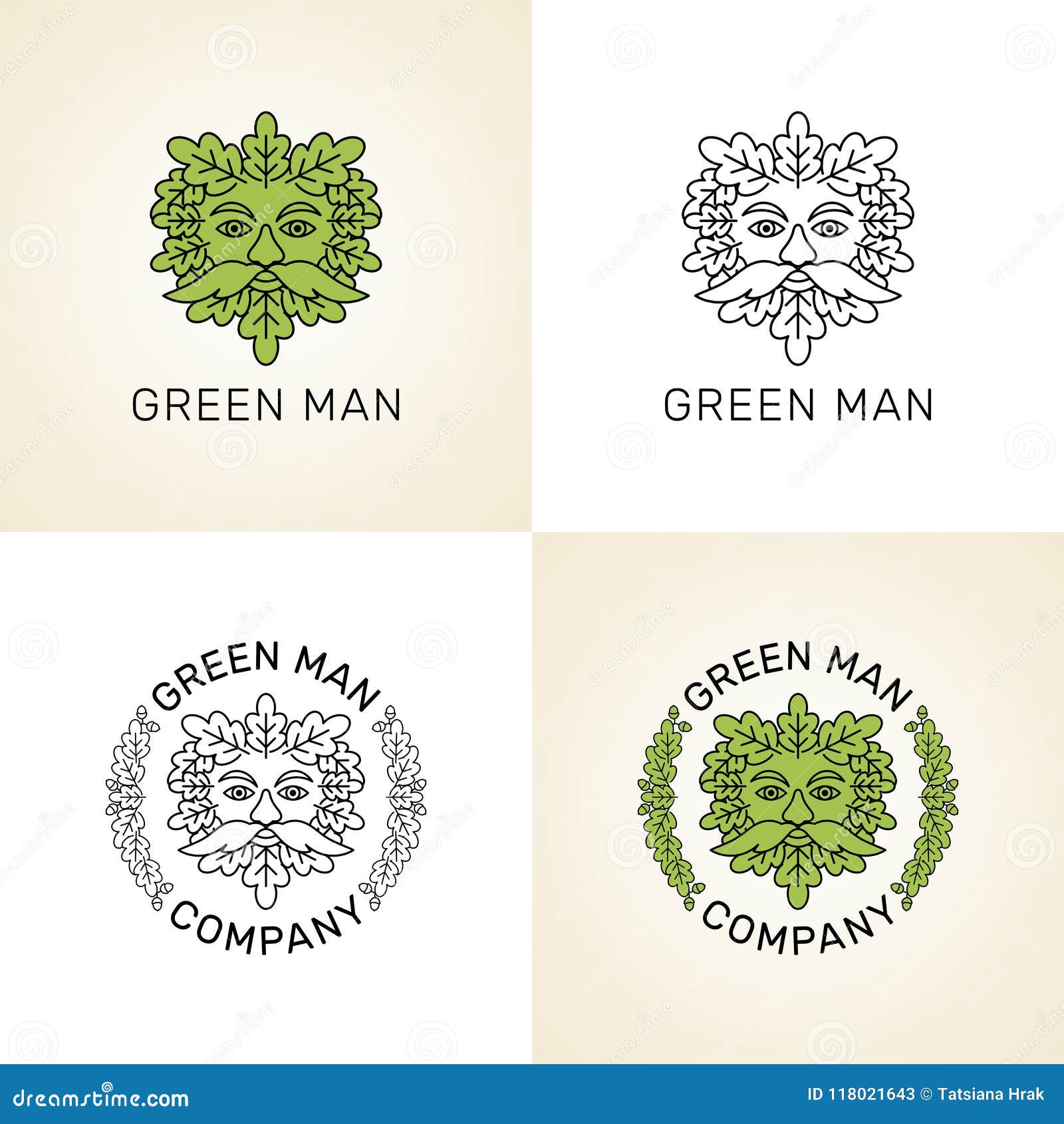 Vector Set of Logos. Stylized Green Man. Stock Vector - Illustration of ...