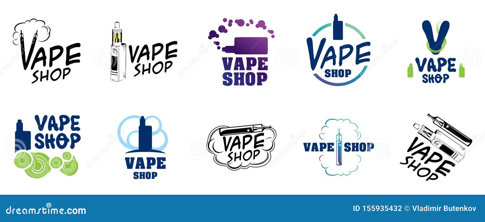 Vector Set of Logos on the Subject of Vaping, Electronic Cigarette ...