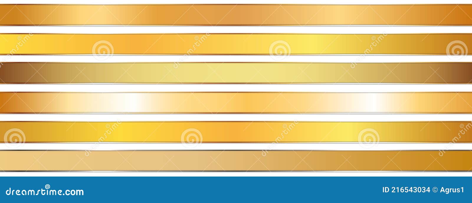 Set of Long Golden Ribbon Banners with Gold Frame on White Background ...