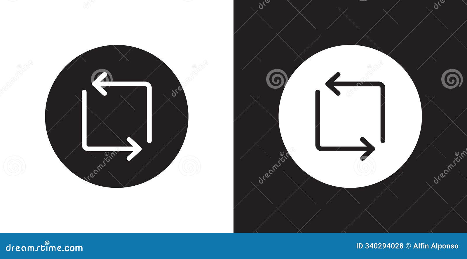 Vector Set Loop Icons Black and White Stock Vector - Illustration of ...