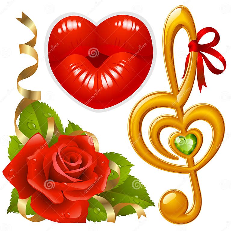 Vector set of Love 3 stock vector. Illustration of kiss - 12793120