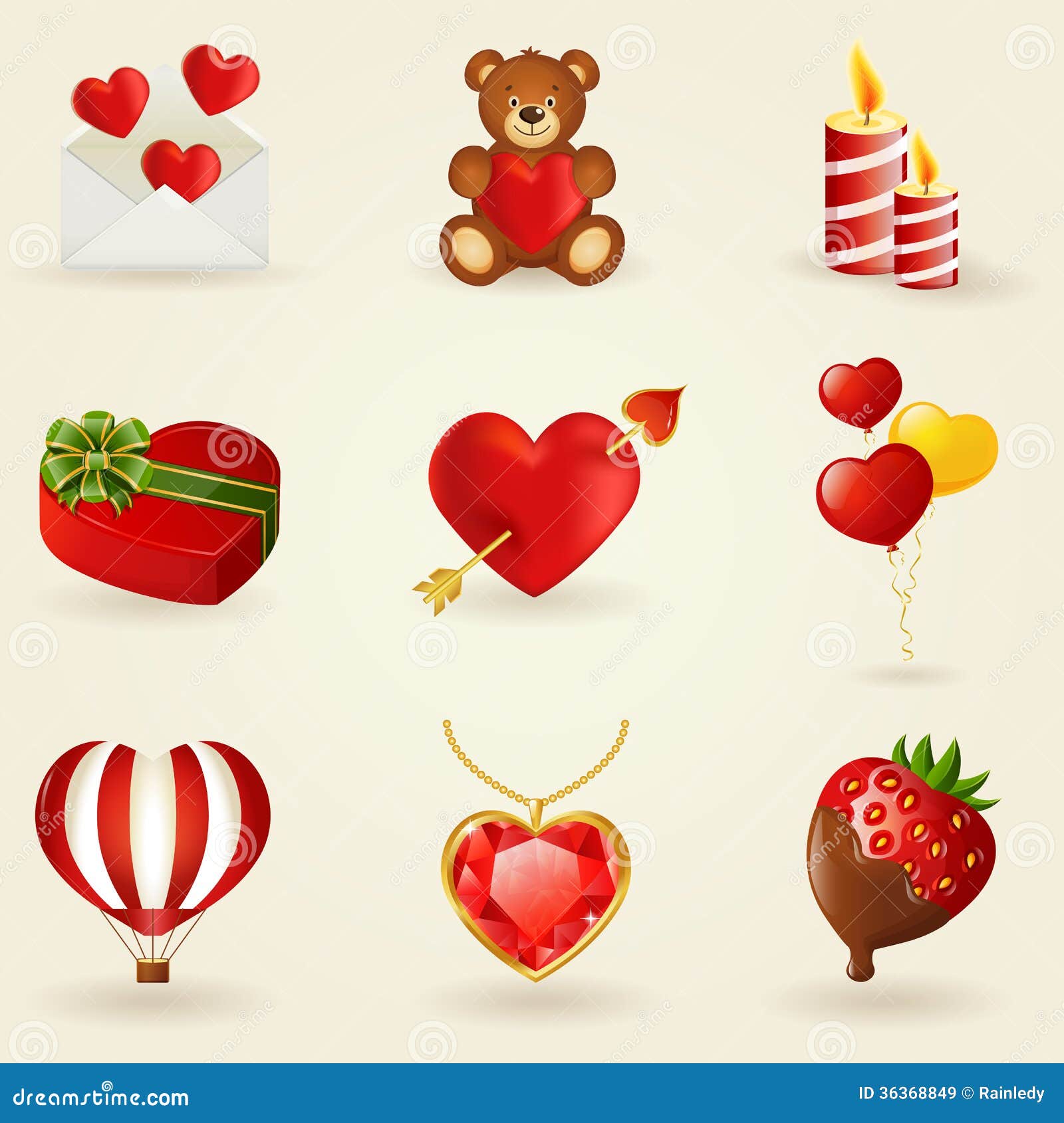Vector Set of Love and Romantic Icons. Stock Vector - Illustration of ...