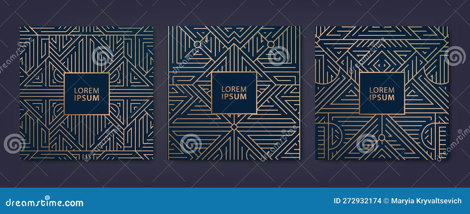 Vector Set of Luxury Art Deco Cover Templates, Gatsby Style Invitations ...