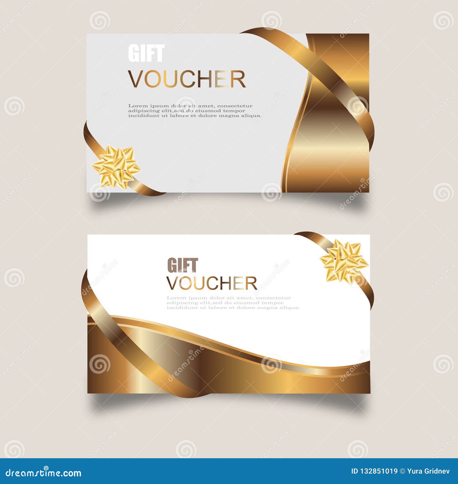 Vector Set Of Luxury T Vouchers With Ribbons And T Box Elegant