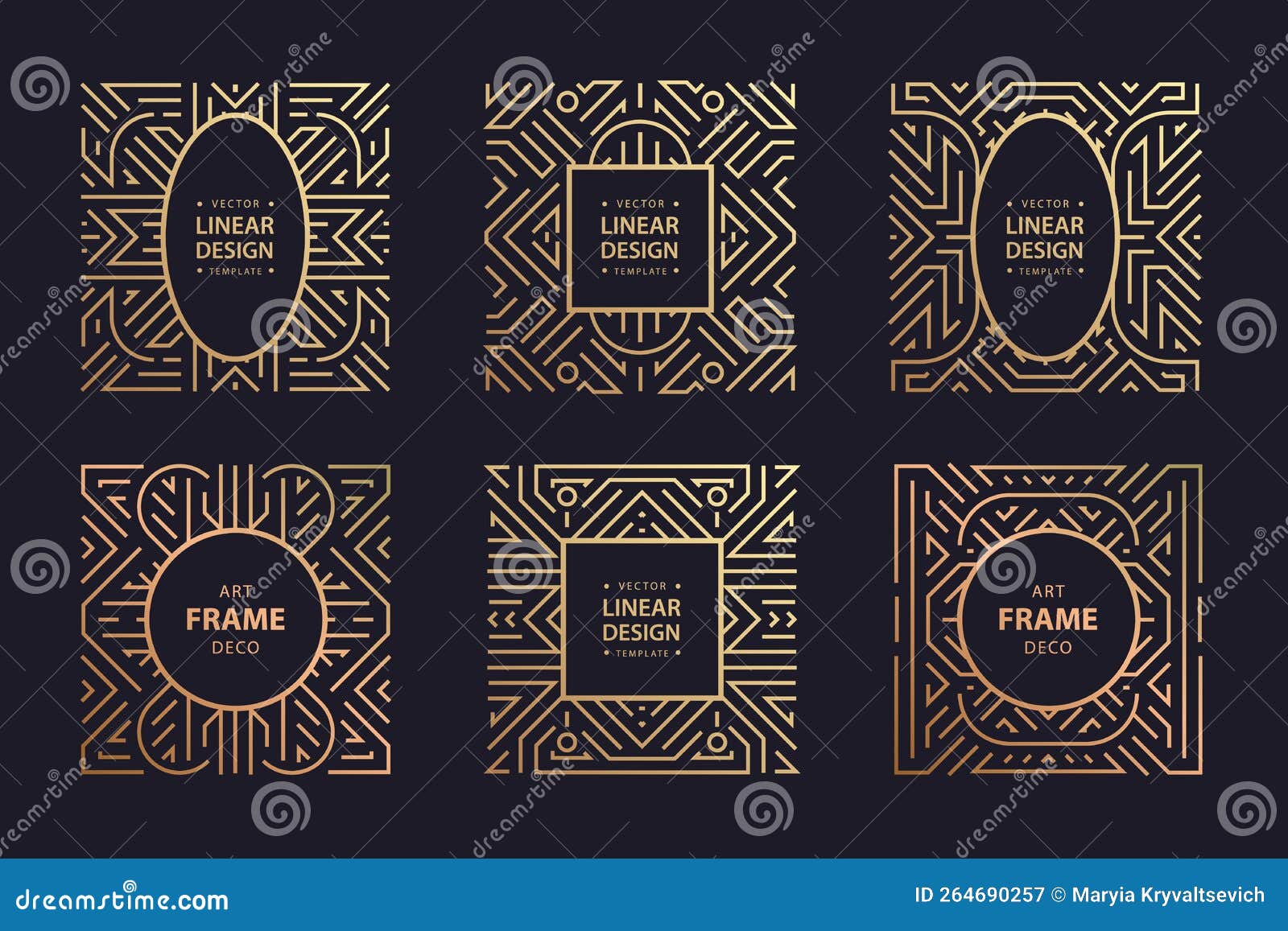 Vector Set of Luxury Line Cover Templates, Frames, Square Line Art Deco ...