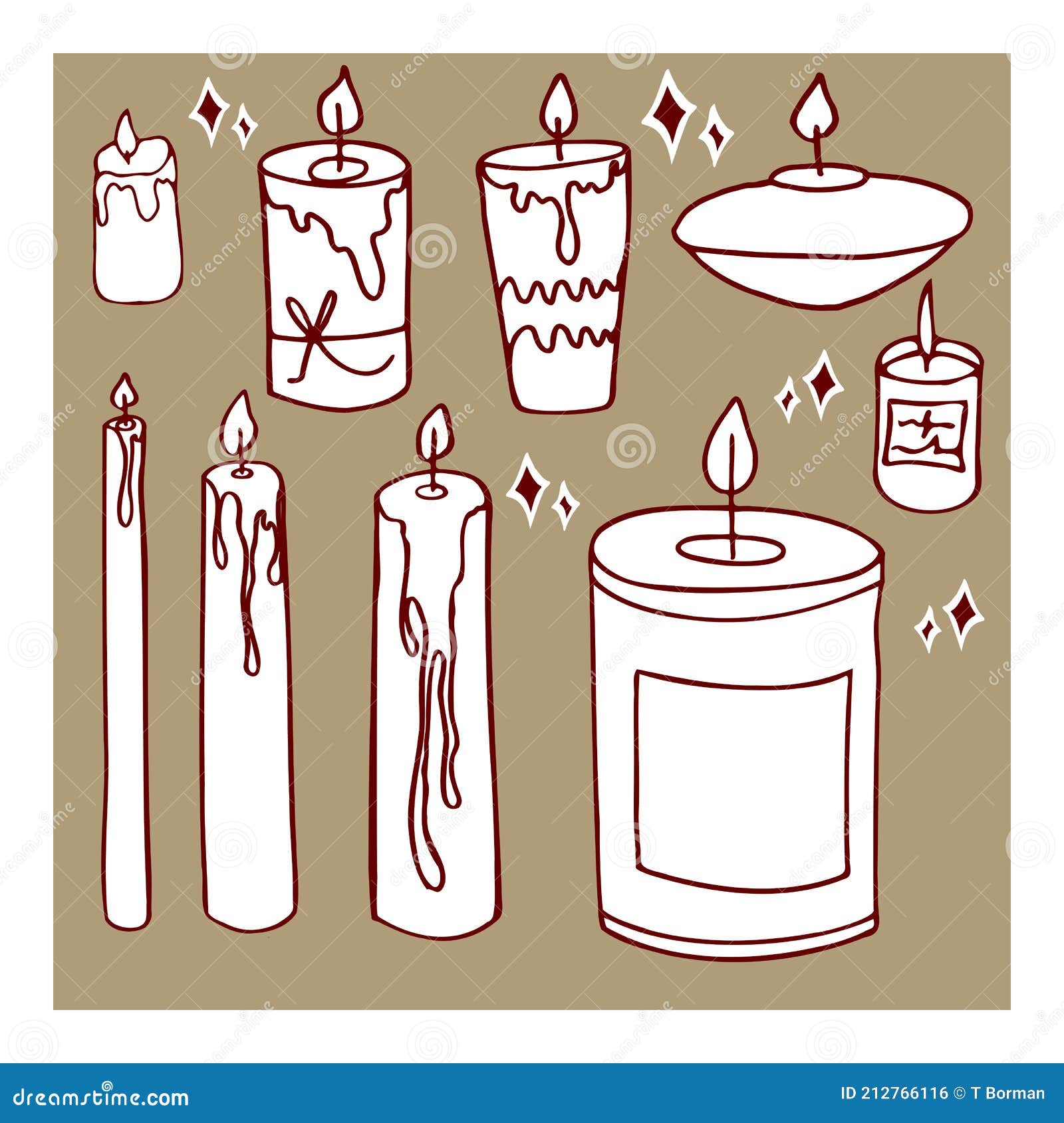 Vector Set of Magic Candles Isolated Stock Illustration - Illustration ...