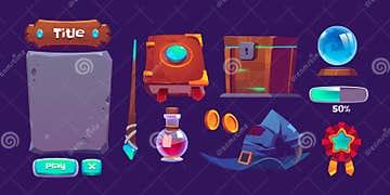 Vector Set of Magic Game Interface Elements Stock Vector - Illustration ...