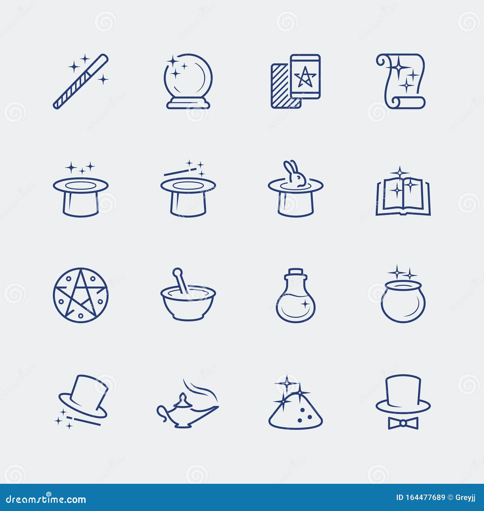 Set of Magic Related Icons in Outline Style Stock Vector - Illustration ...