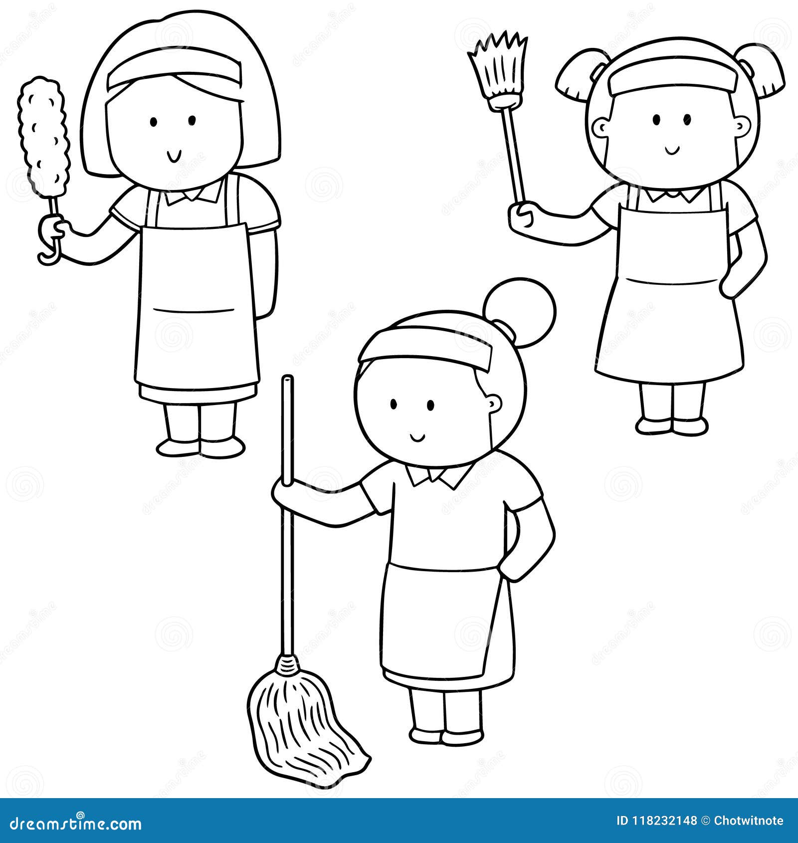 Vector set of maid stock vector. Illustration of cute - 118232148