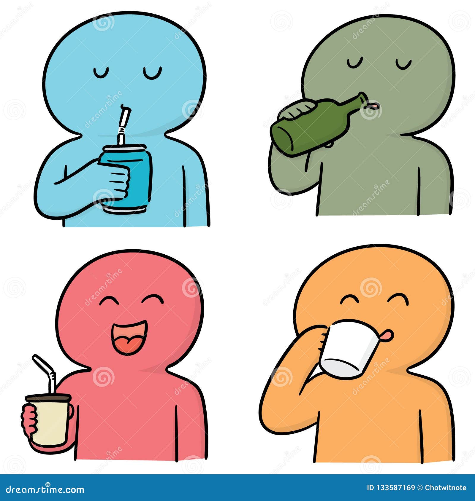 Vector set of man drinking stock vector. Illustration of design - 133587169