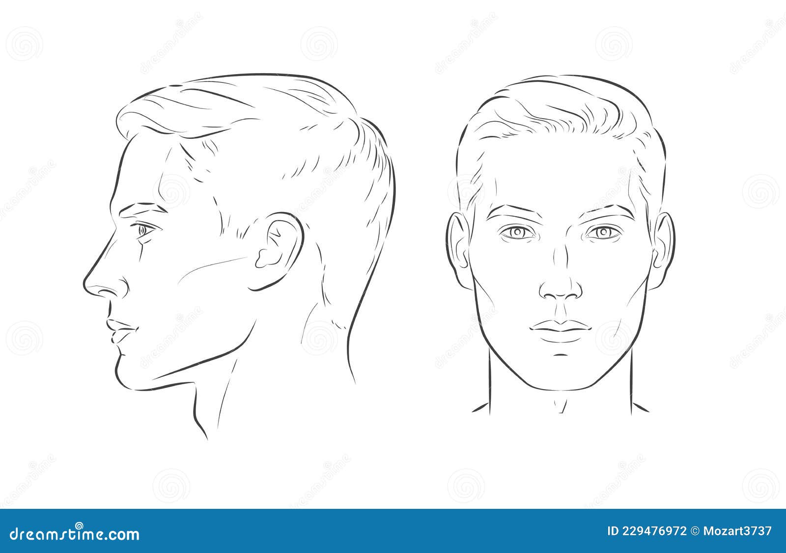 Vector Set of Man Face Portrait Three Different Angles and Turns of a ... Vector Set of Man Face Portrait Three Different Angles and Turns of a ...