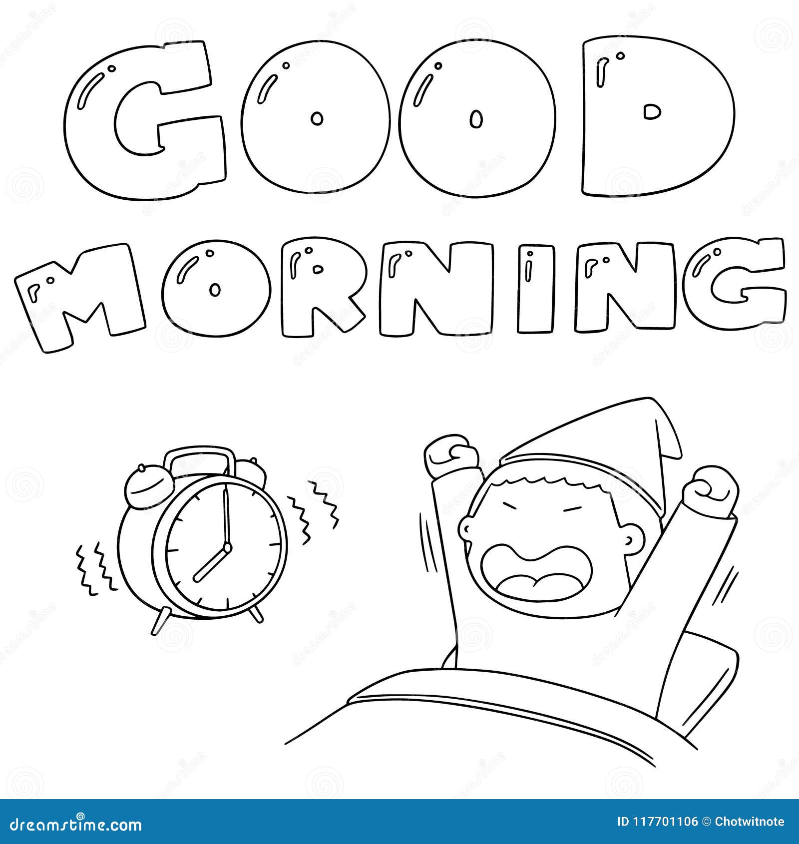 Vector set of man wake up stock vector. Illustration of line - 117701106