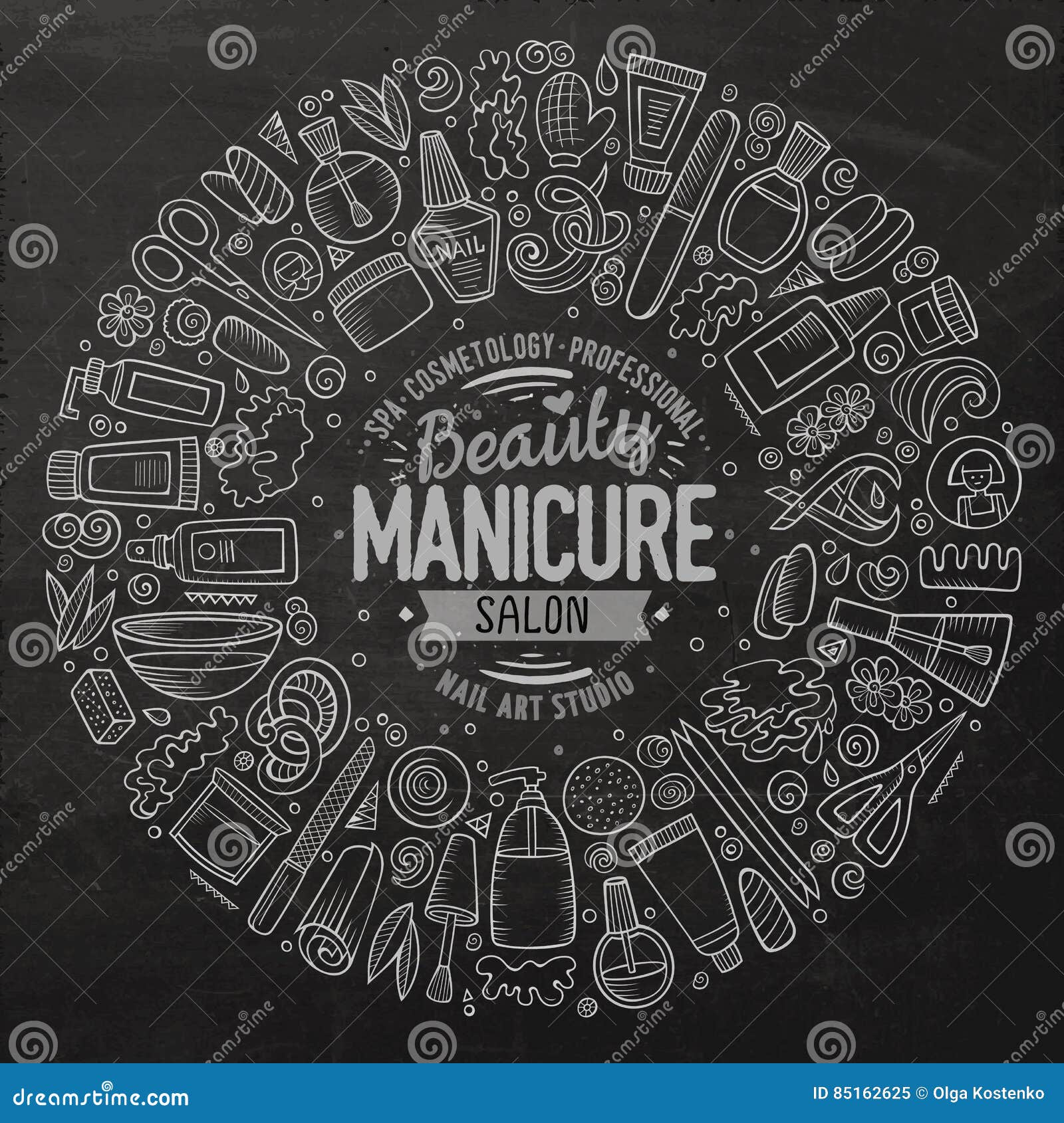 Vector Set of Manicure Cartoon Doodle Objects Stock Vector ...