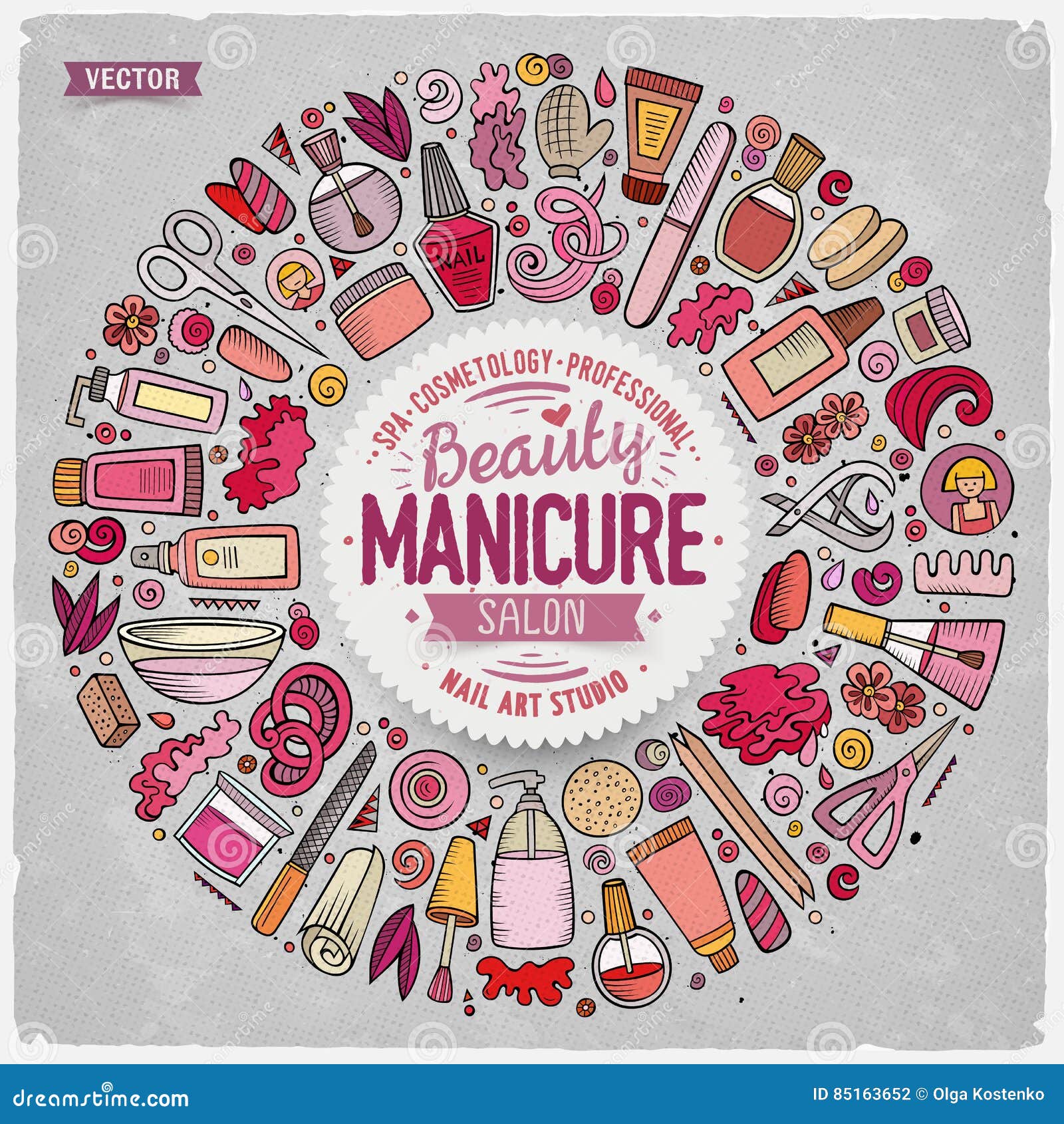 Vector Set of Manicure Cartoon Doodle Objects Stock Vector ...