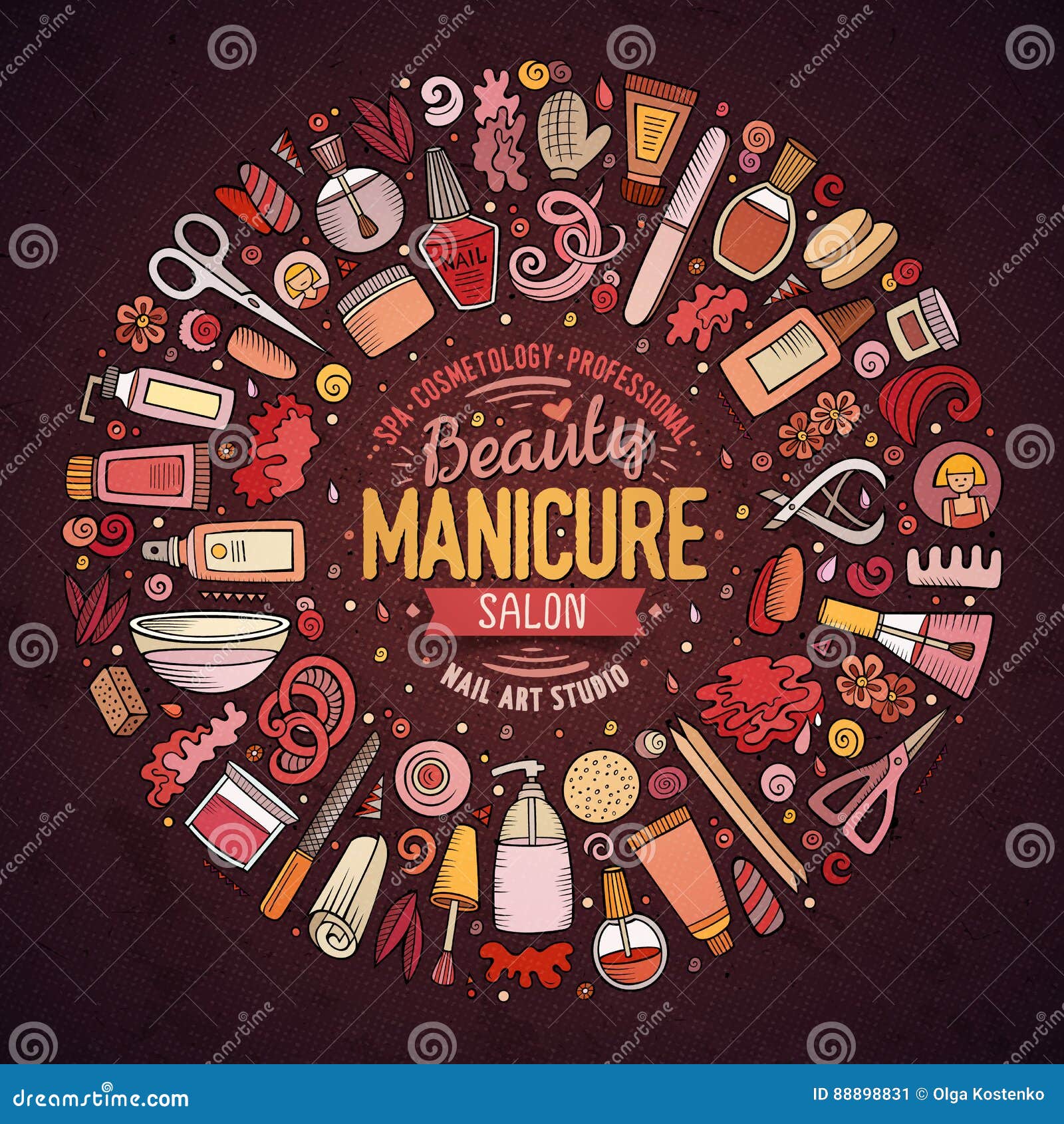 Vector Set of Manicure Cartoon Doodle Objects Stock Vector ...