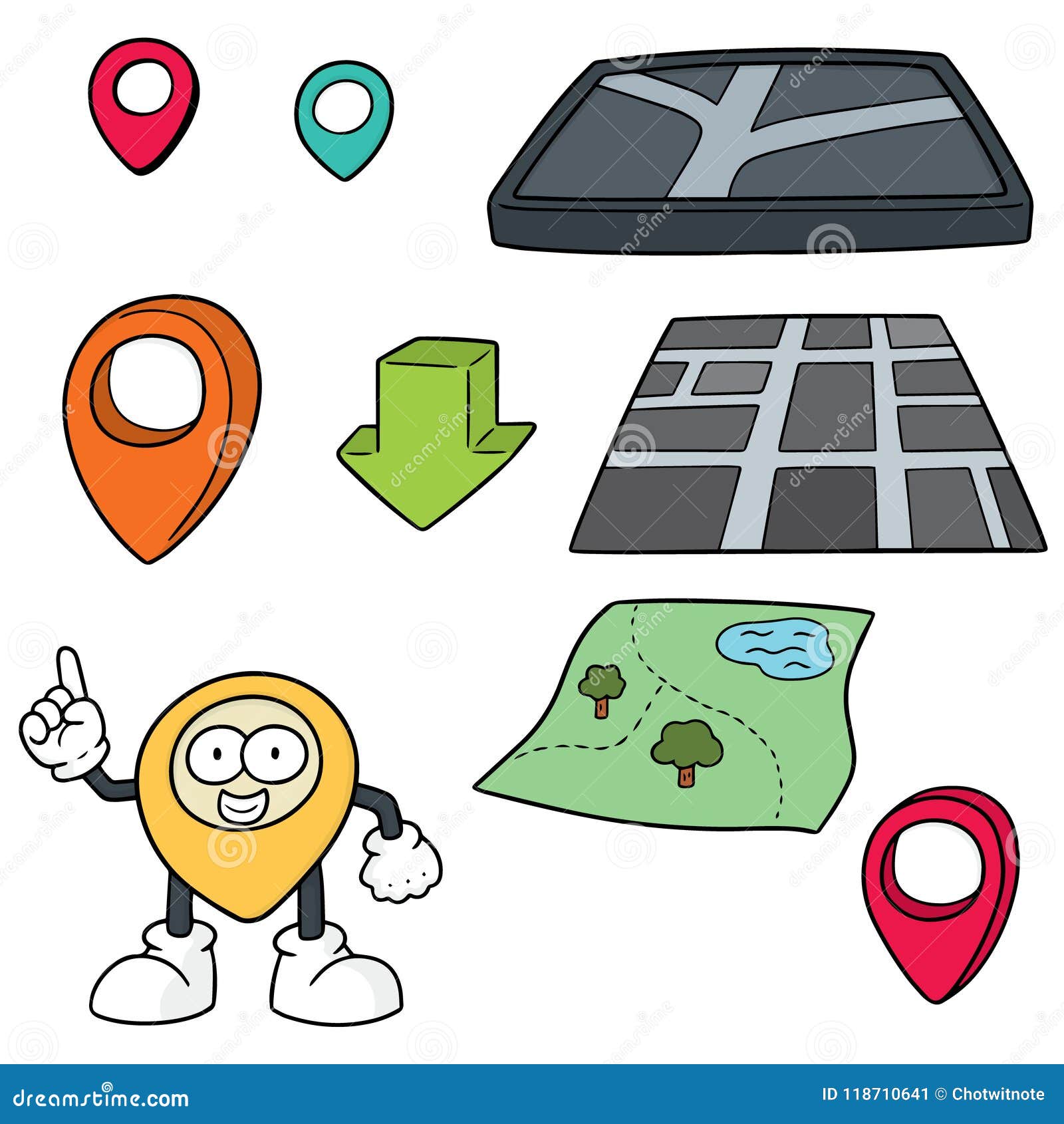 Vector set of map stock vector. Illustration of doodle - 118710641