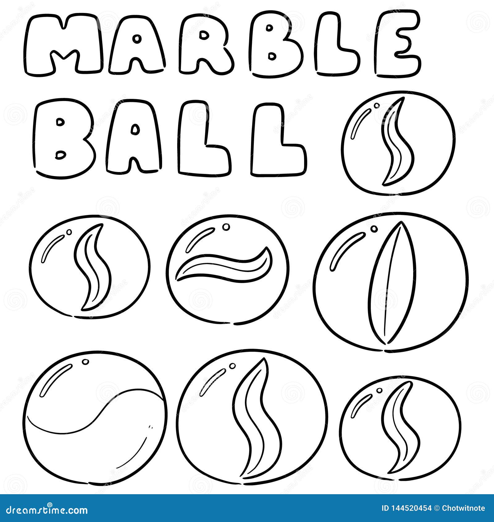 Vector set of marble ball stock vector. Illustration of draw - 144520454