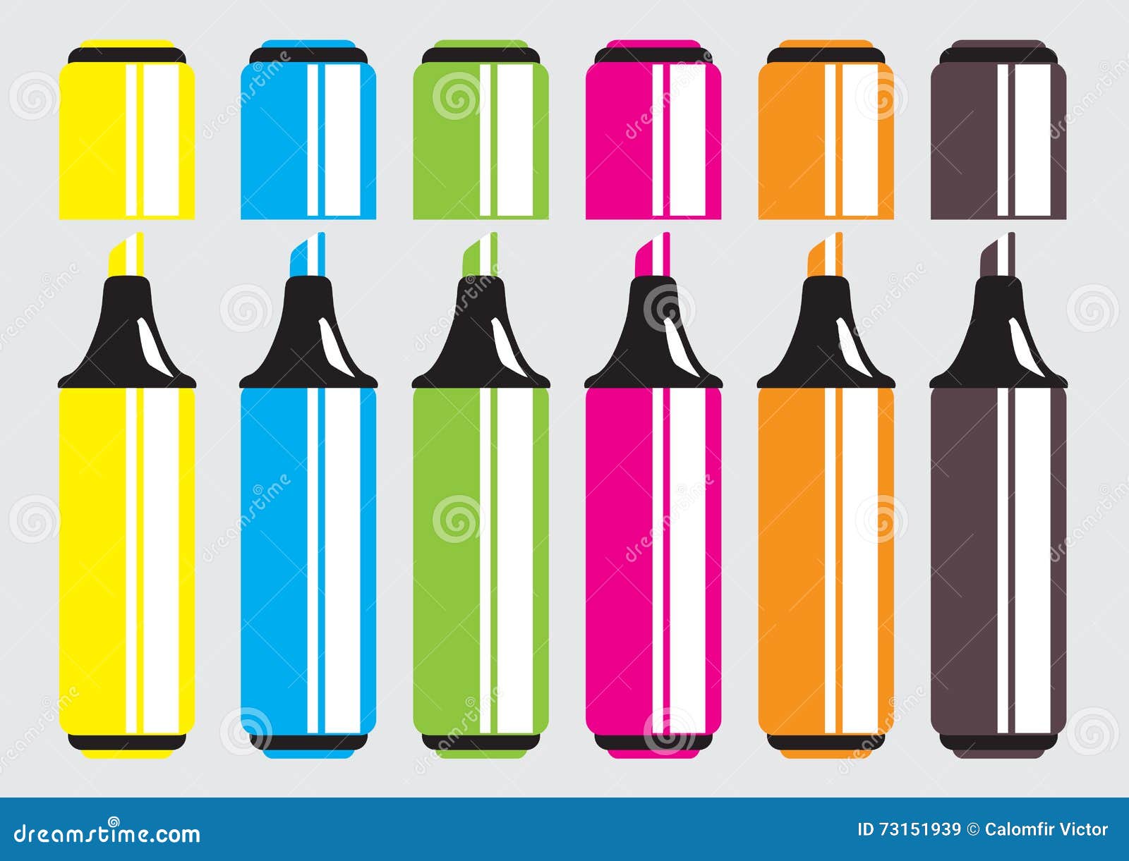 Vector Set of Markers, Highlighters, Felt Tip Pens Stock Vector ...