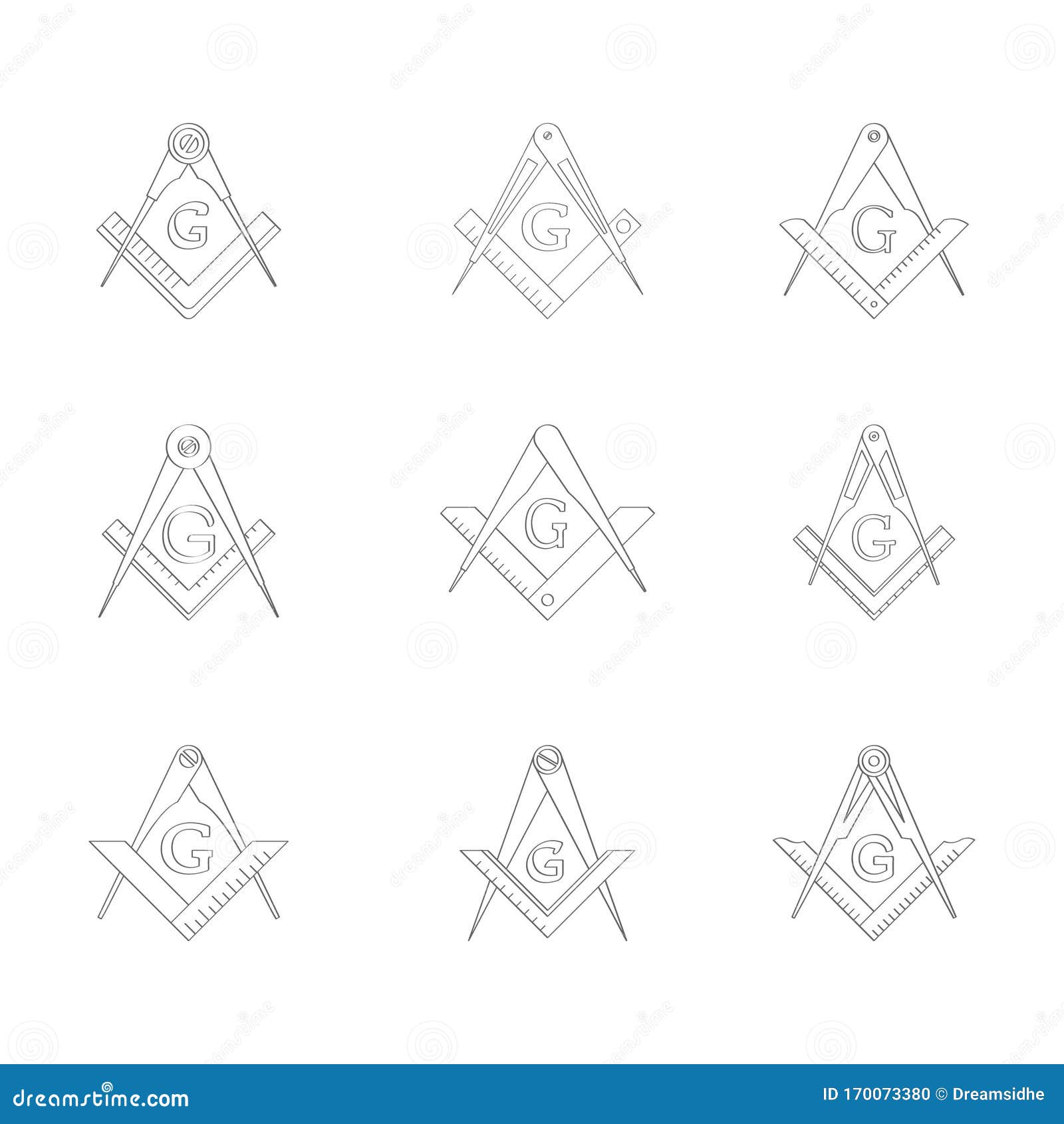 Vector Set with Masonic Square and Compasses Stock Vector ...