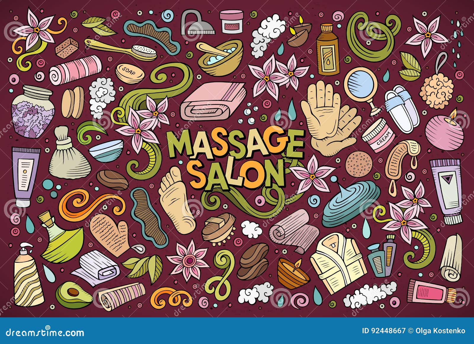 Vector Set of Massage and Spa Objects Stock Vector - Illustration of ...