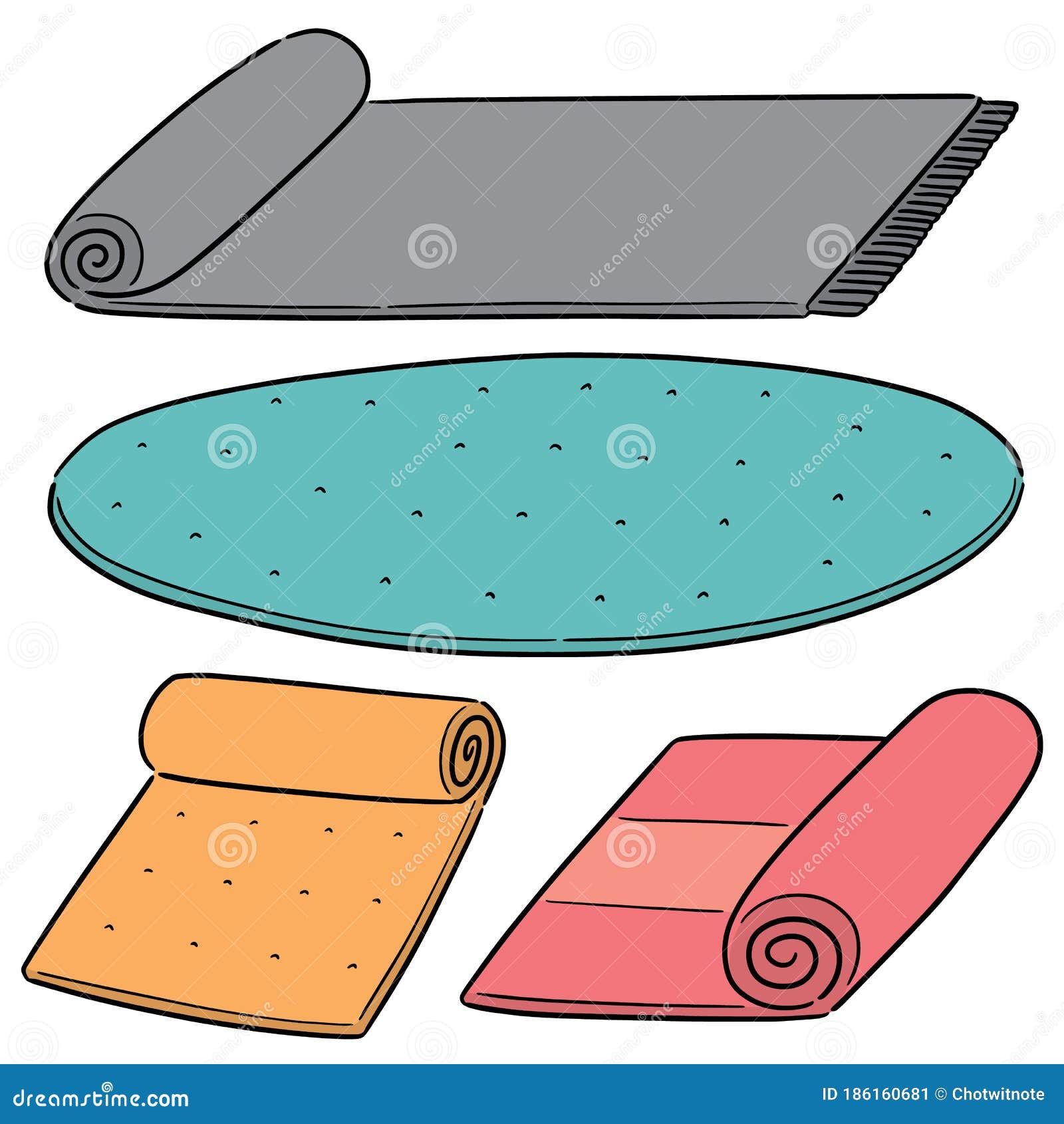 Vector set of mat stock vector. Illustration of fabric - 186160681