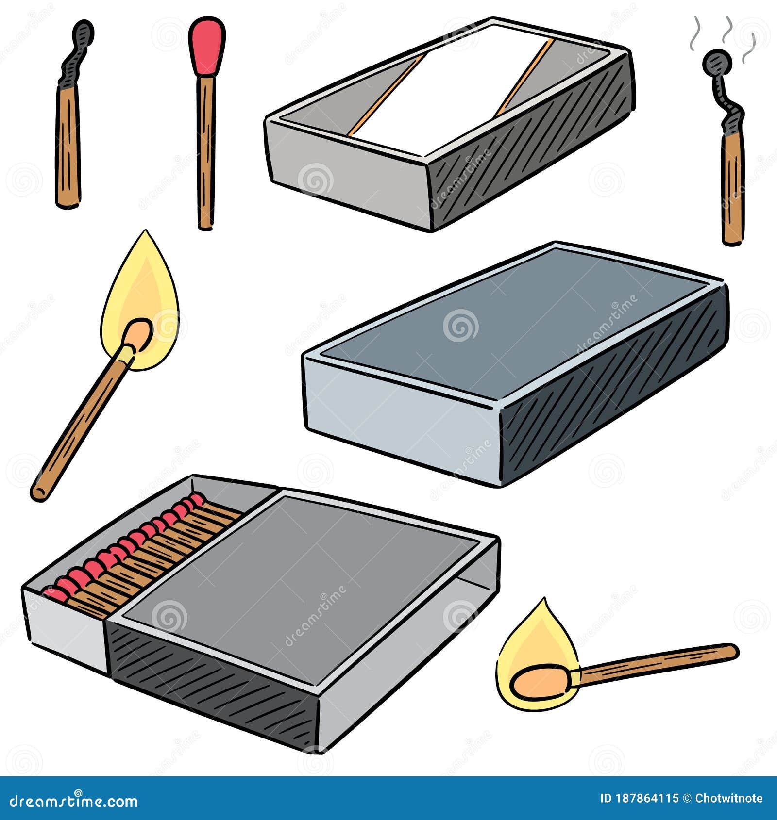 Vector set of matches stock vector. Illustration of sketch - 187864115