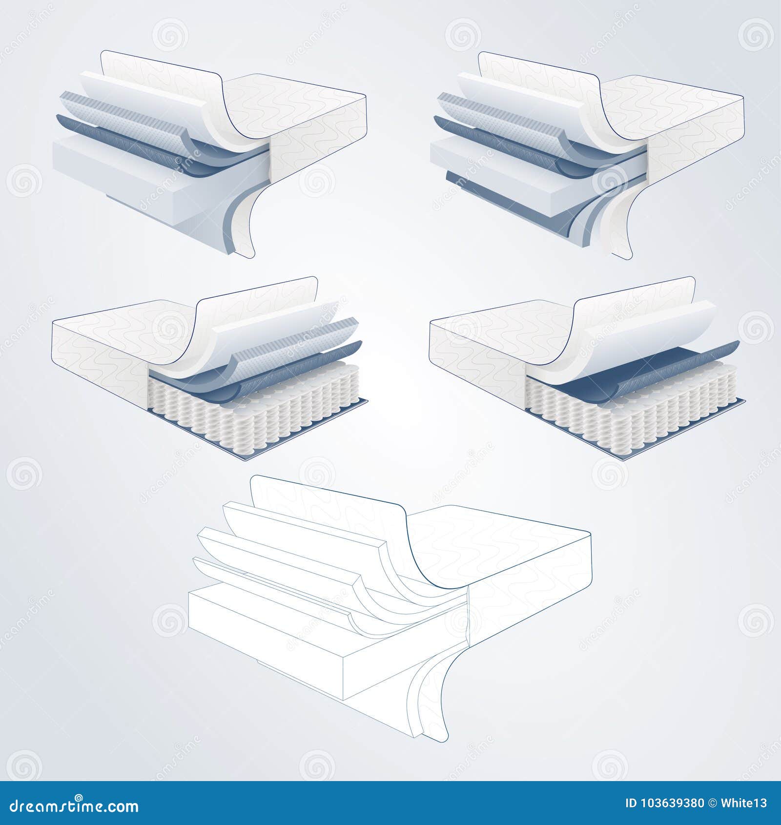 Vector Set Mattress Section on Layers Stock Vector - Illustration of ...