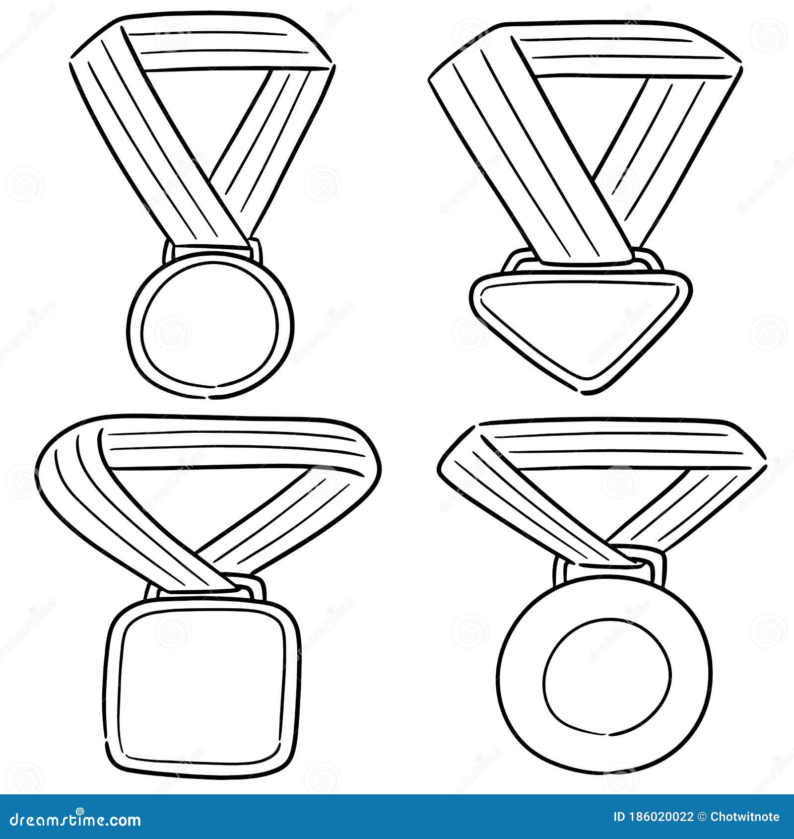 Vector set of medal stock vector. Illustration of award - 186020022