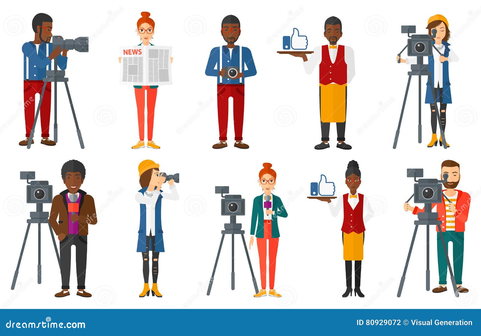 Vector Set of Media People Characters. Editorial Photography ...