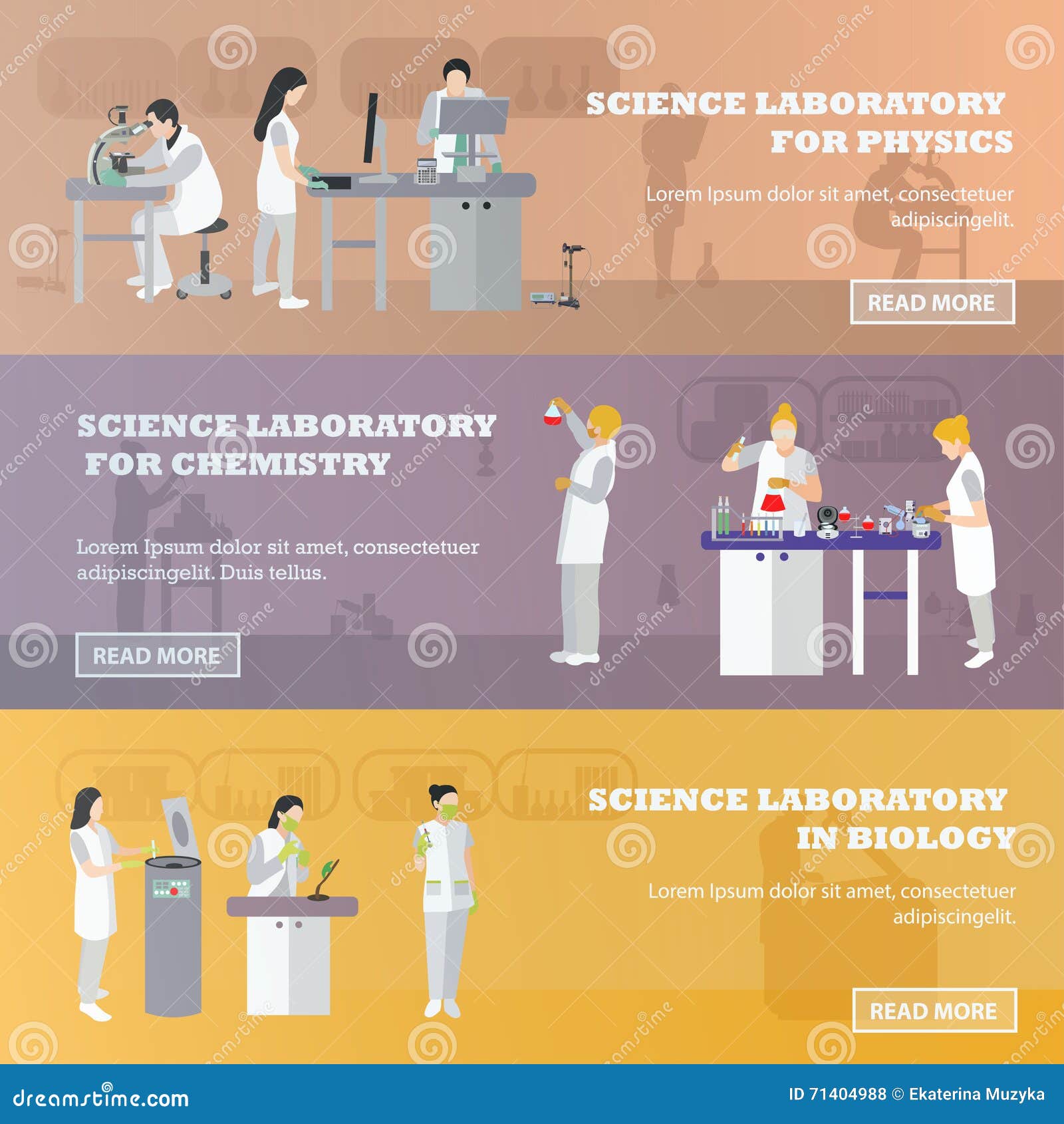 Vector Set of Medical Laboratory Banners. Illustration in Flat Style ...