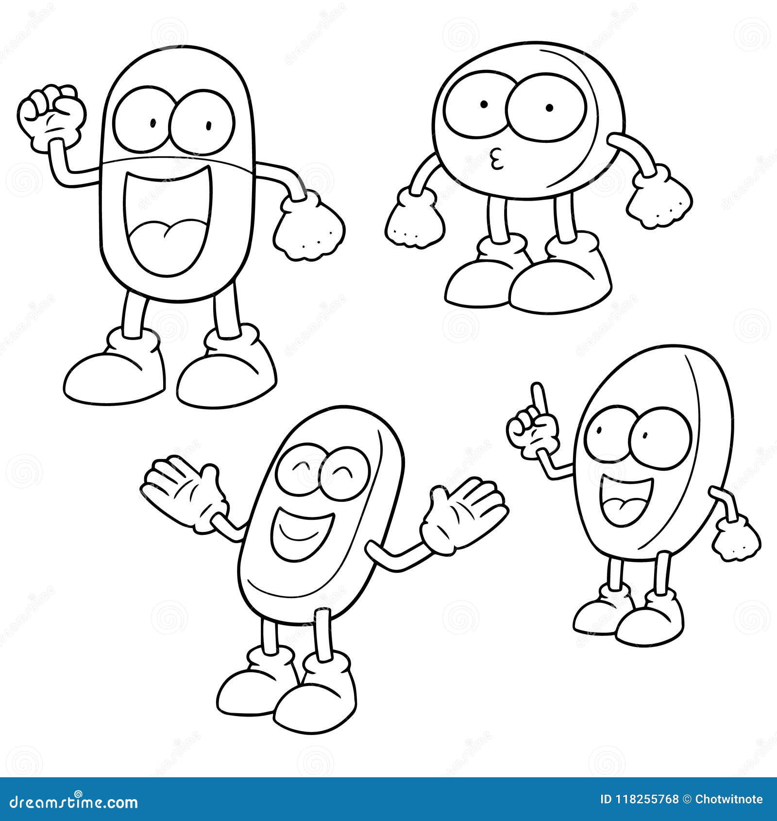 Vector Set of Medicine Cartoon Stock Vector - Illustration of capsule ...