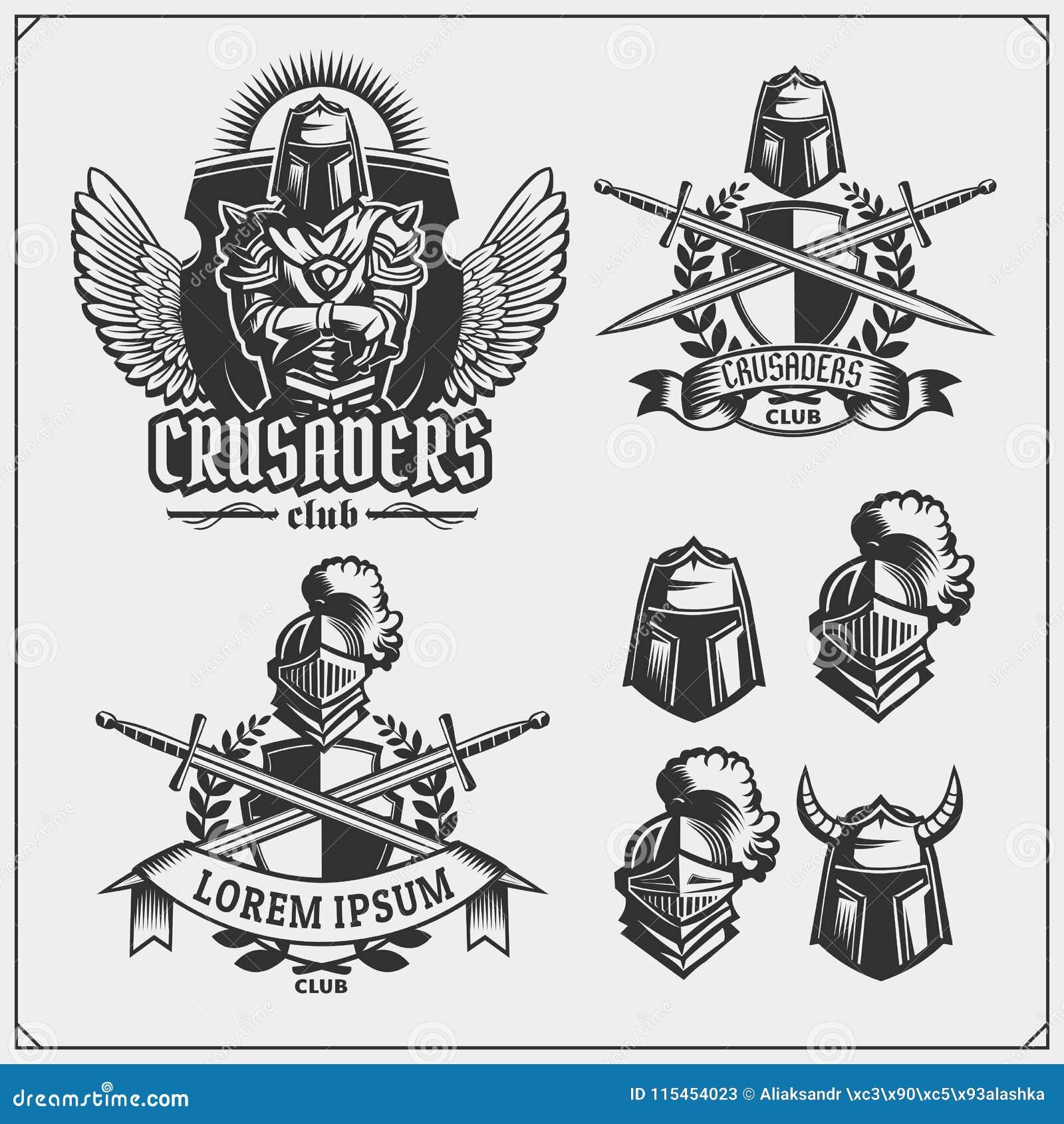 Medieval Warrior Knight In Helmet. Logo, Emblem, Symbol. Vector ...