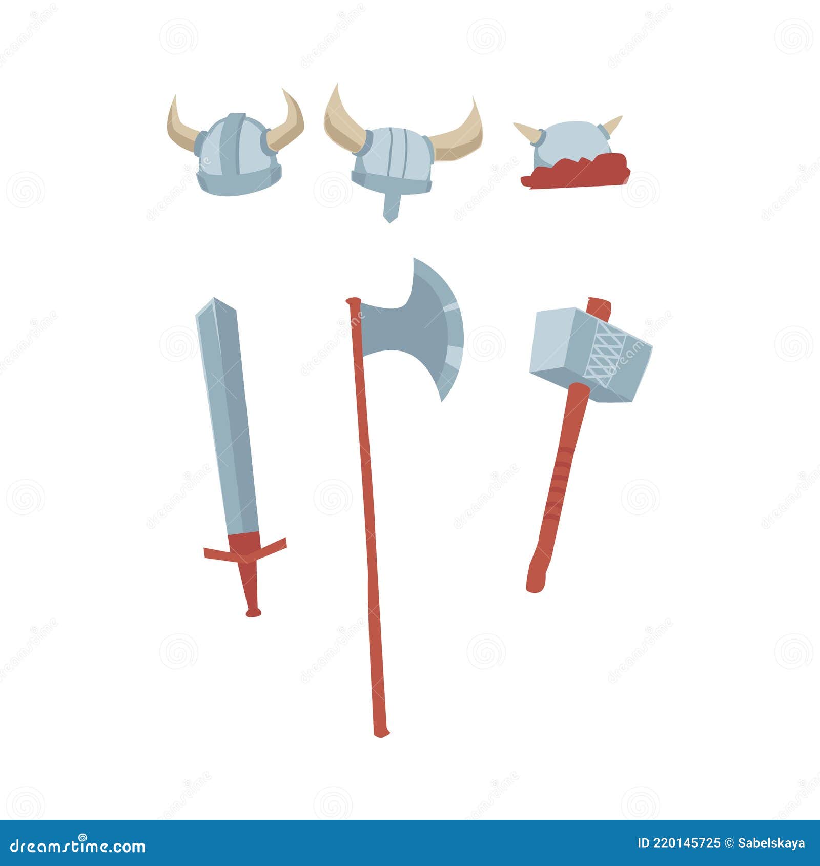 Vector Set of Medieval Weapons and Armor of Viking, Ancient Warrior ...