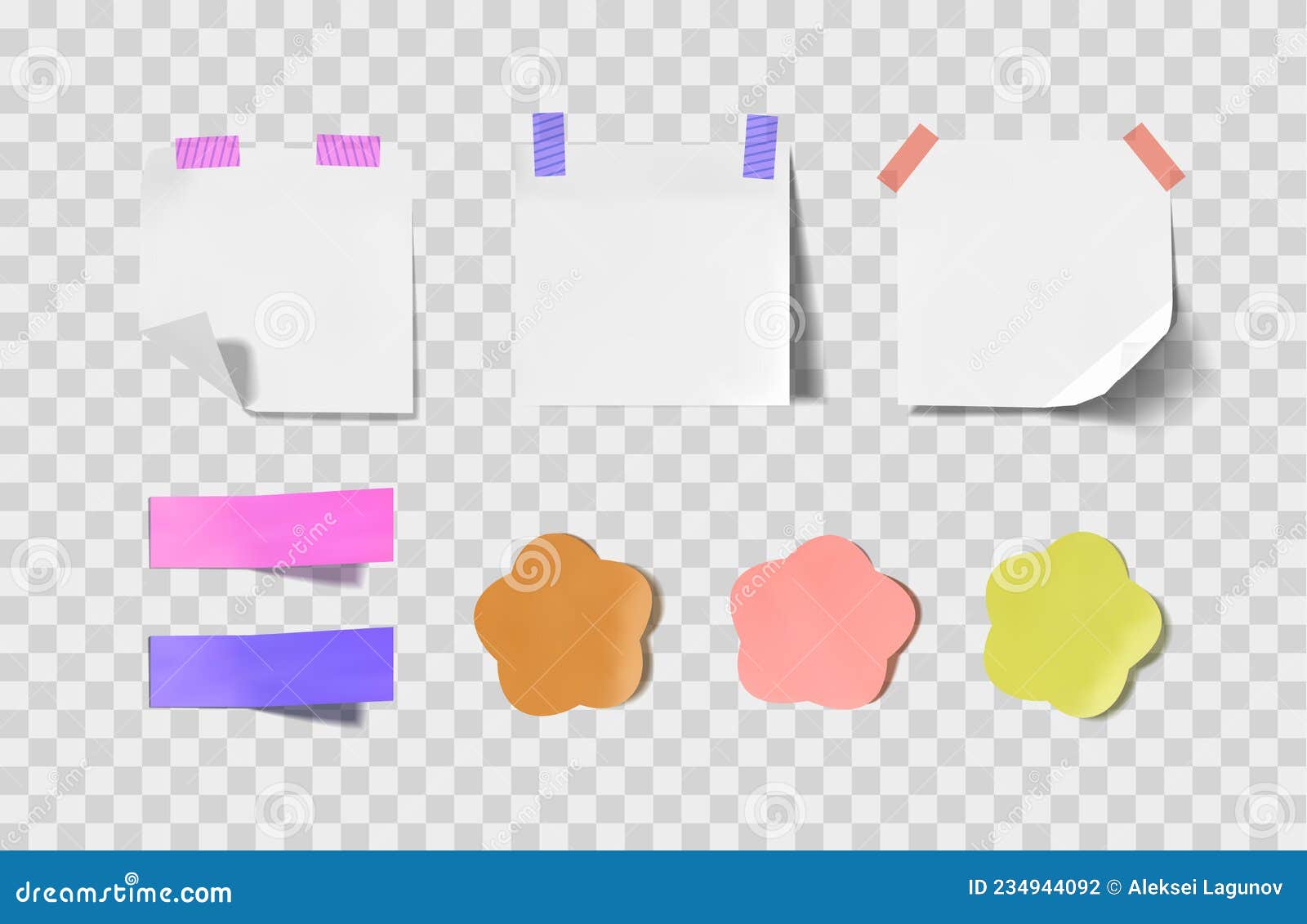 Vector Set of Memo Colorful and White Stickers, Note Paper on ...