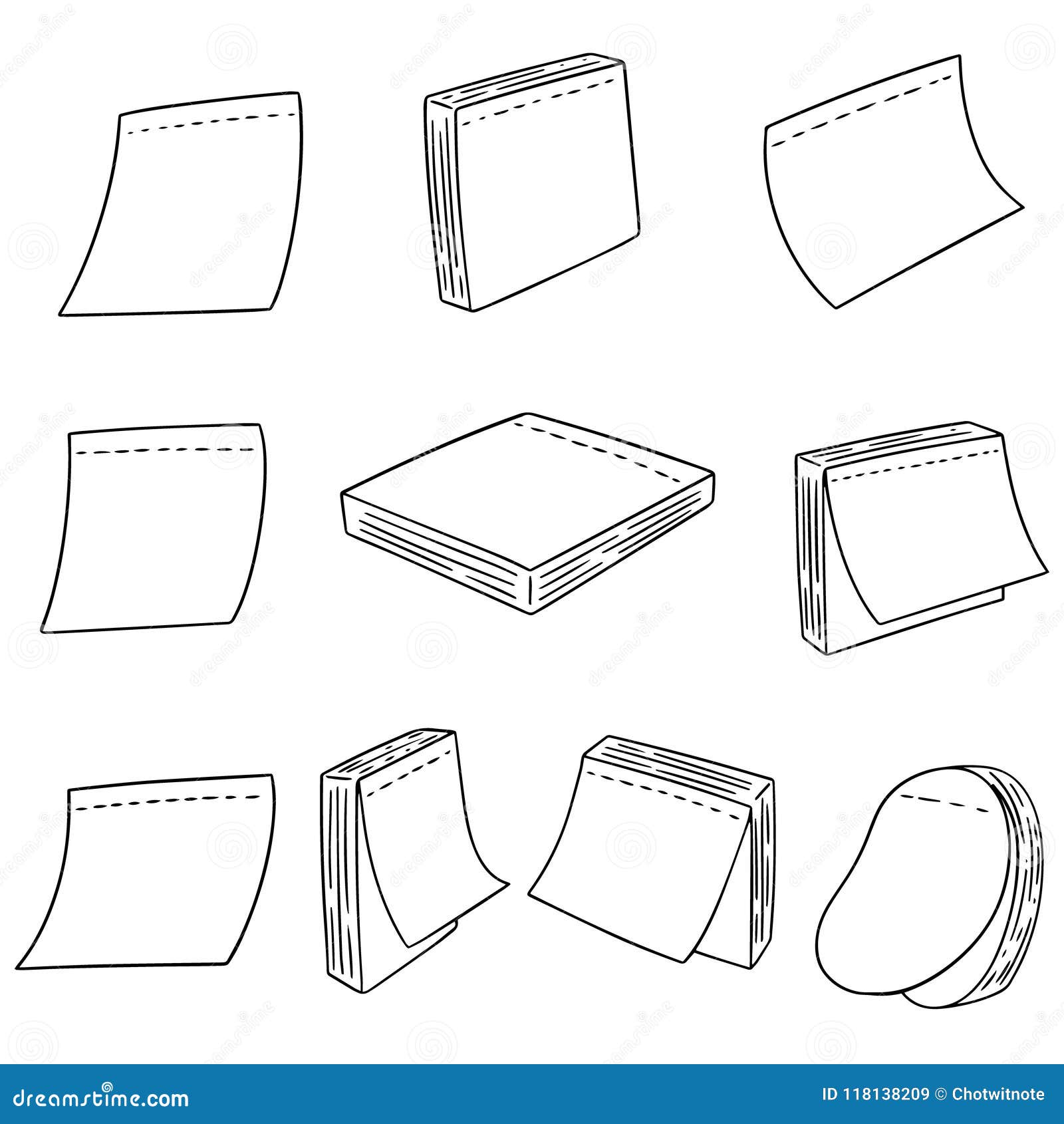 Vector set of memo note stock vector. Illustration of bulletin - 118138209