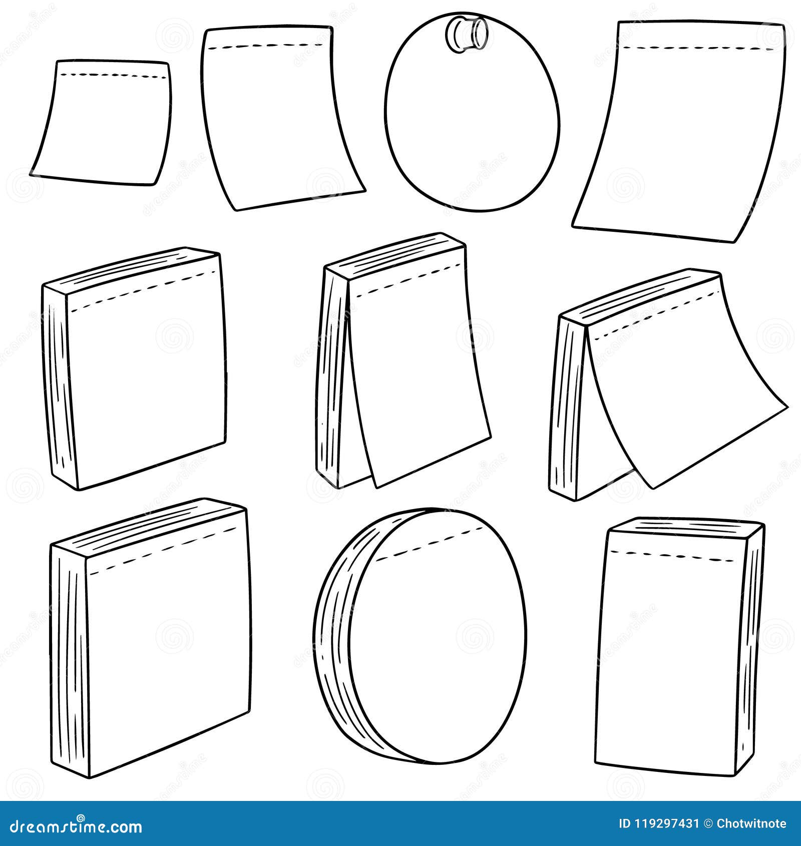 Vector set of memo note stock vector. Illustration of paper - 119297431