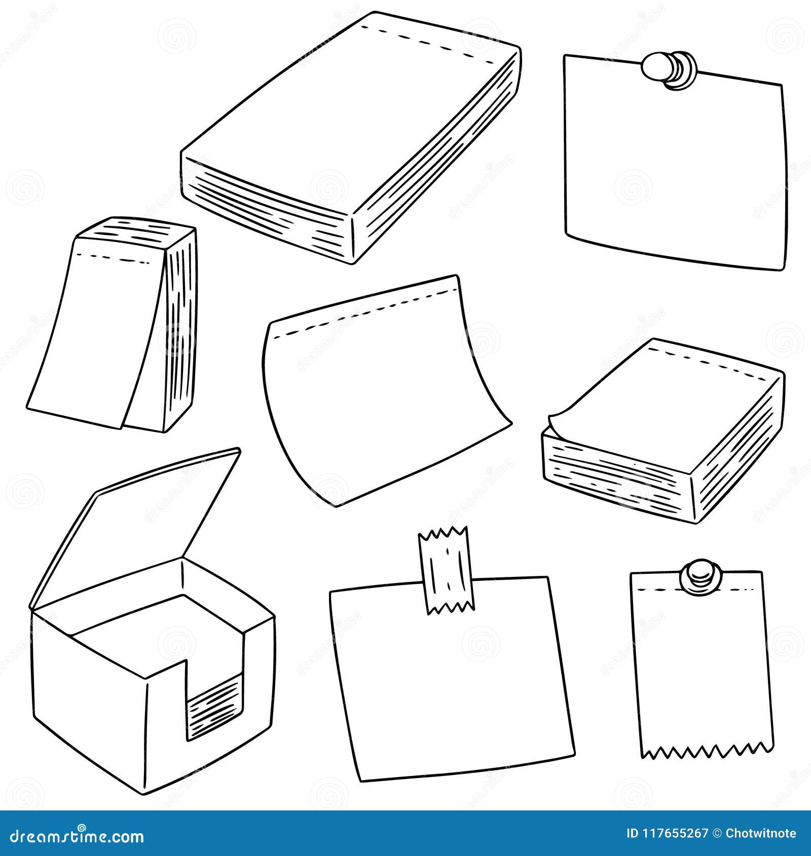 Vector set of memo note stock vector. Illustration of office - 117655267