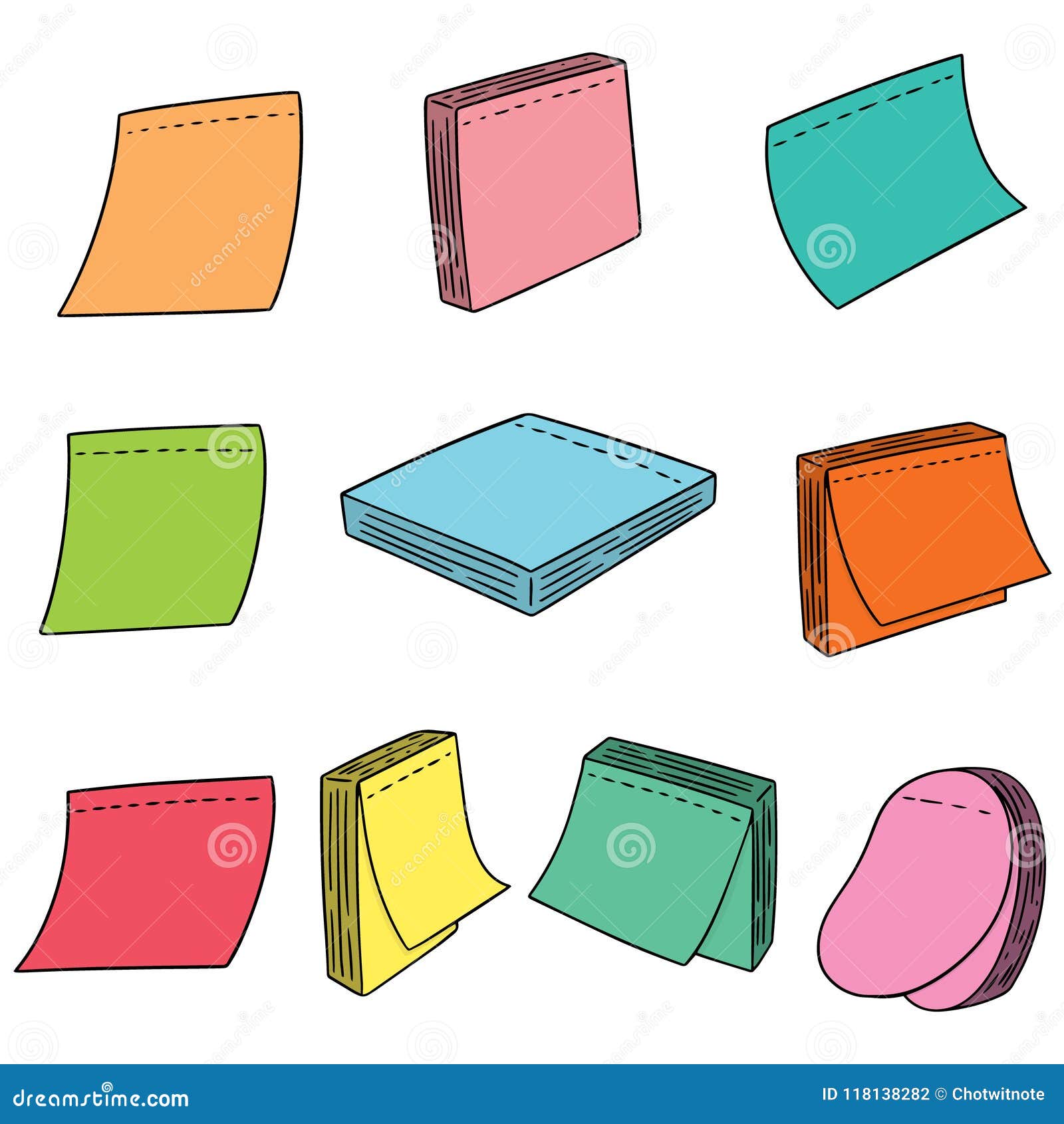 Vector set of memo note stock vector. Illustration of line - 118138282