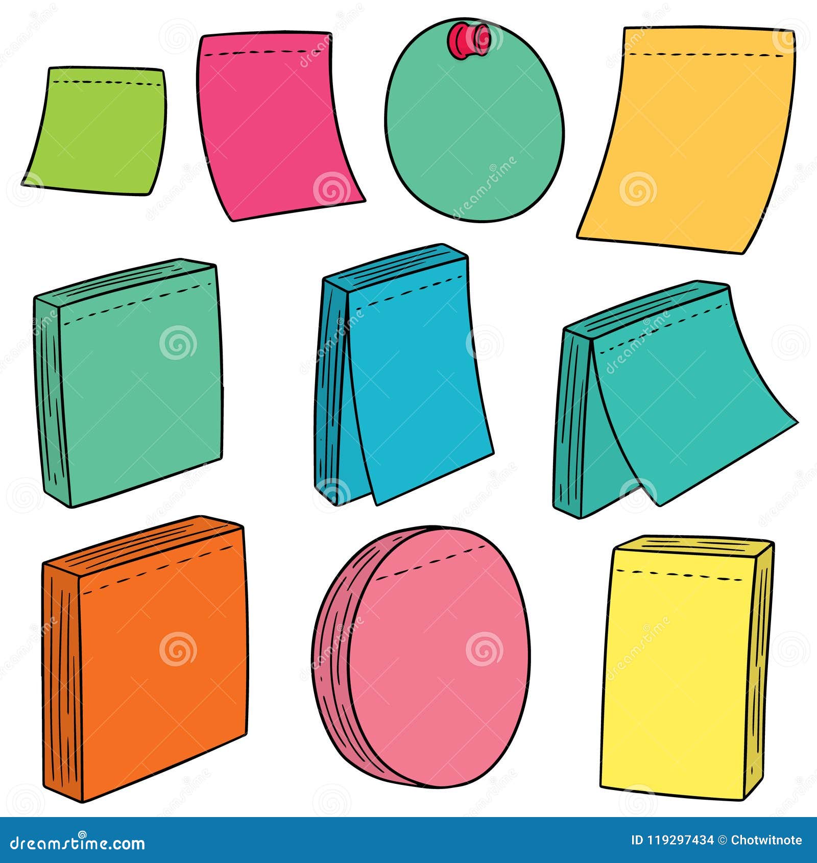 Vector set of memo note stock vector. Illustration of remember - 119297434