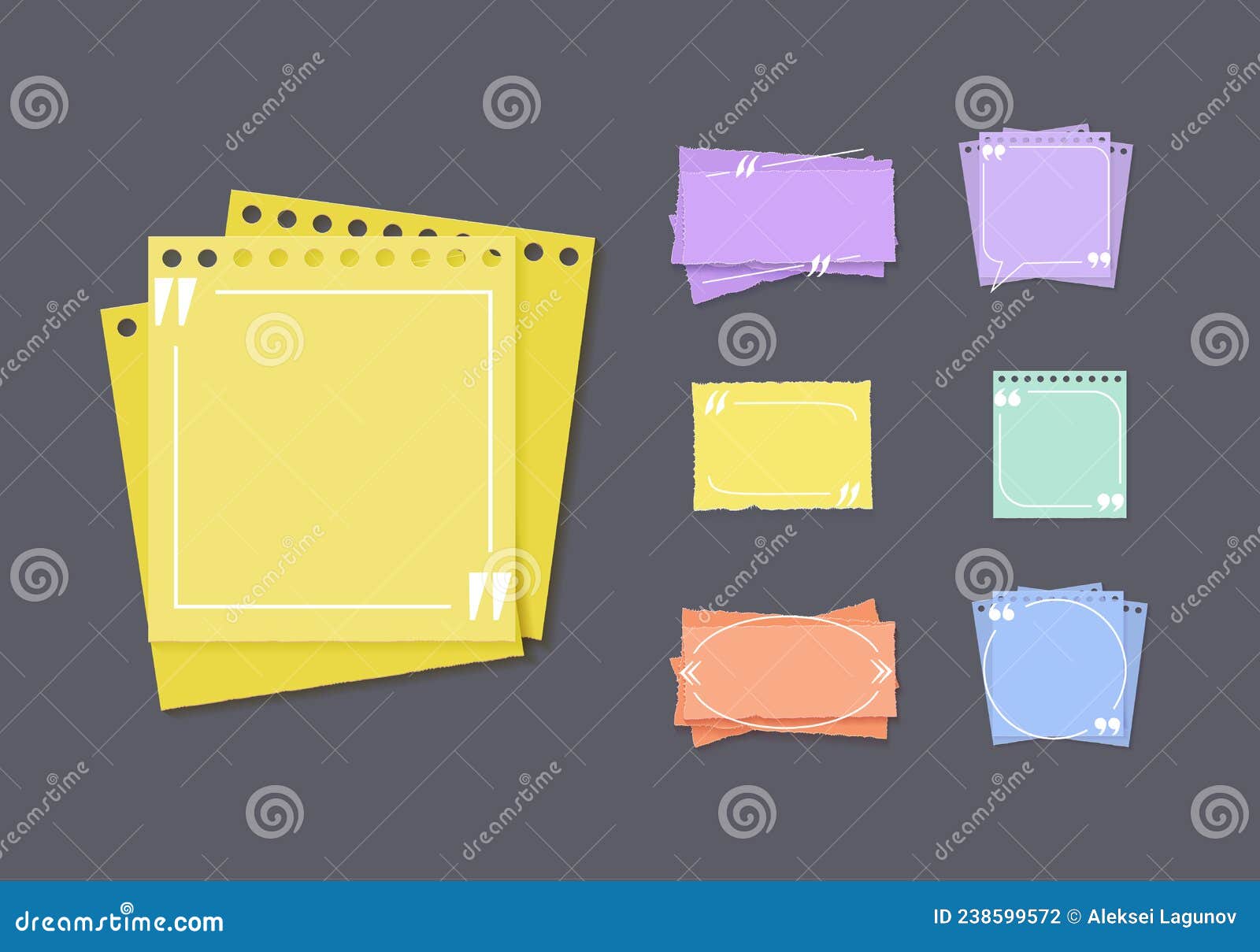 Vector Set of Memo Stickers, Colored Paper, Design Elements Isolated ...