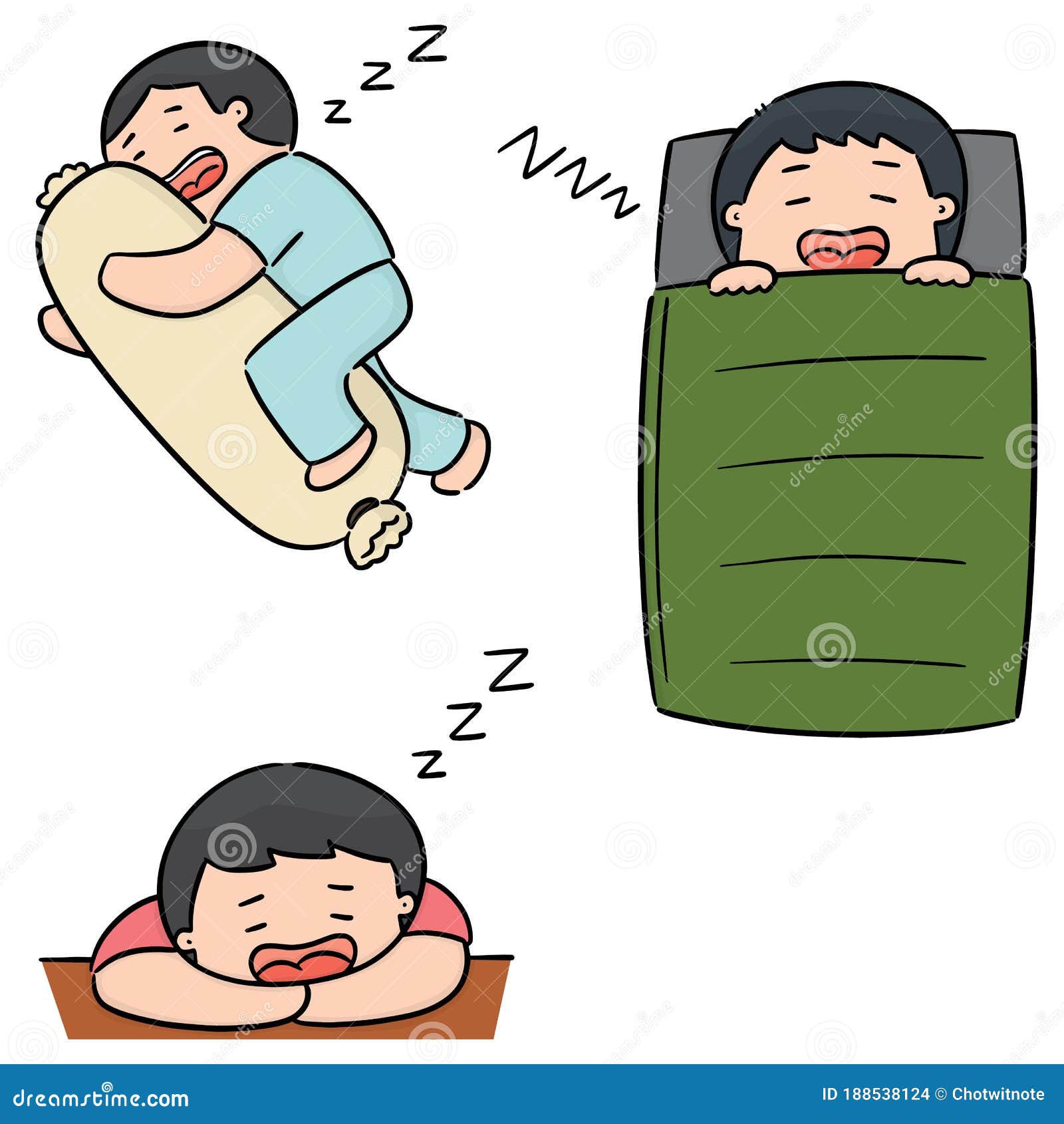 Vector set of men sleeping stock vector. Illustration of comfort ...